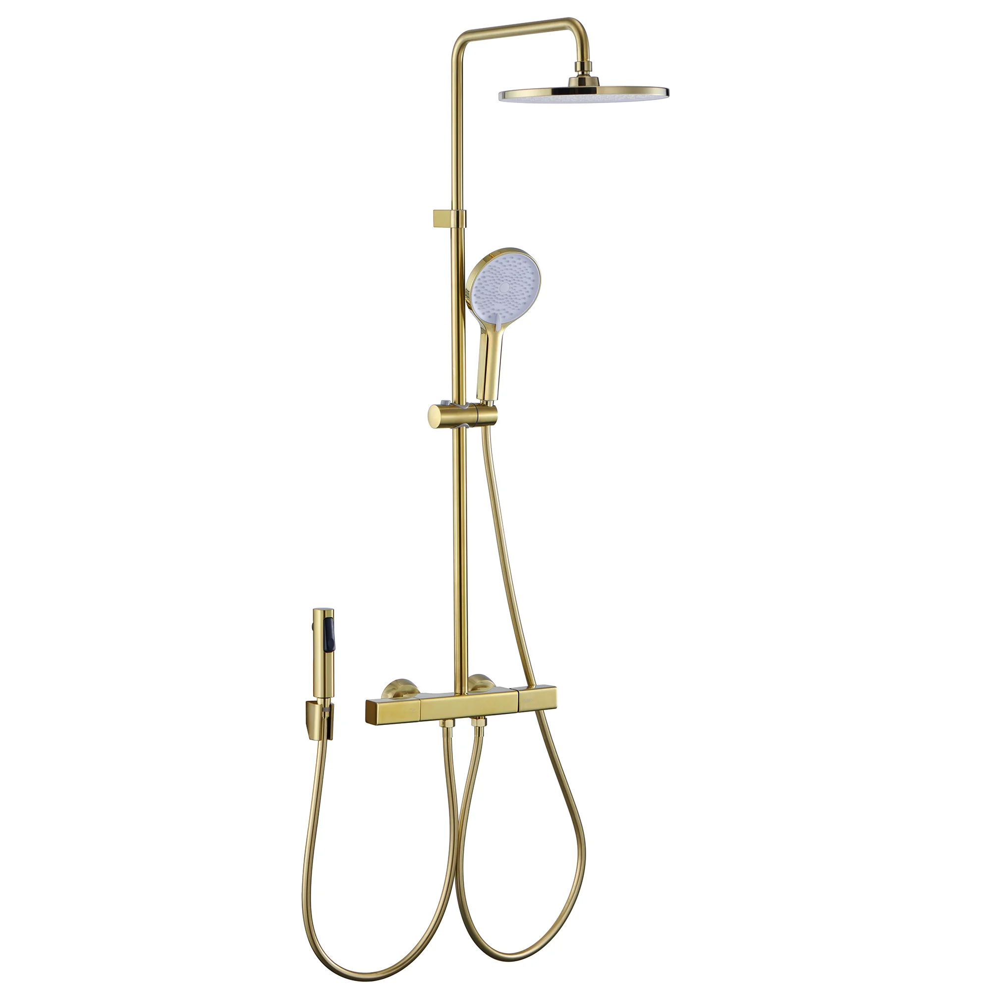Luxury Exposed Shower System Bathroom Brass Pipe, Three Functions Shower Fixtures with spray gun ...