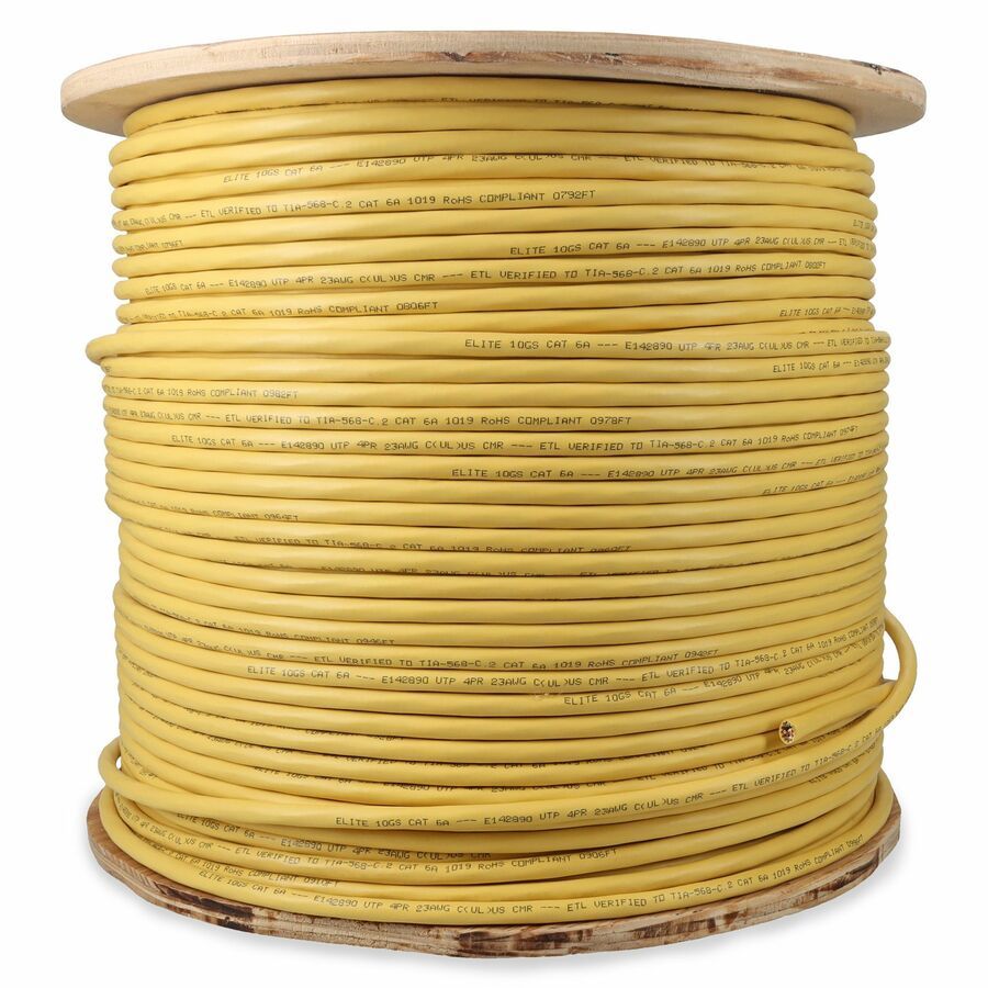 AddOn 1000ft Non-Terminated Yellow Cat6A UTP PVC Copper Patch Cable ...