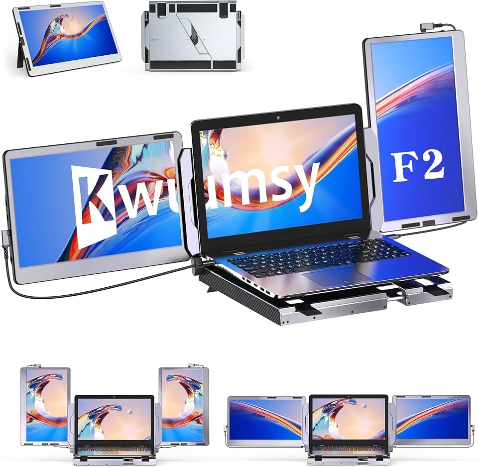 Kwumsy Triple Laptop Monitor Extender – 360° Rotation F2 Portable ...