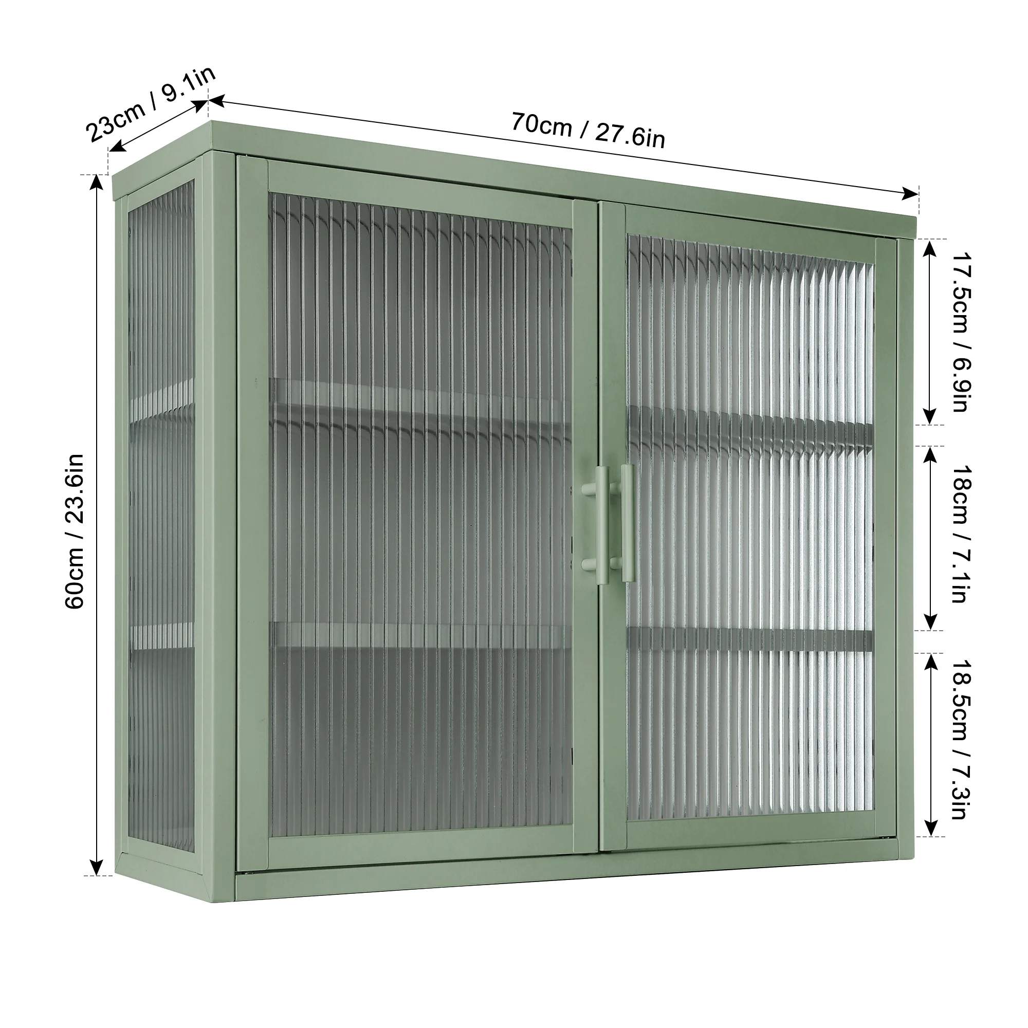 Cosotower Retro Style Haze Double Glass Door Wall Cabinet With 7990