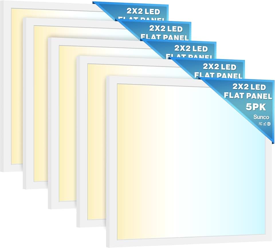 Sunco 5 Pack 2x2 LED Flat Panel Light 3000K/4000K/5000K, 40W, Dimmable ...