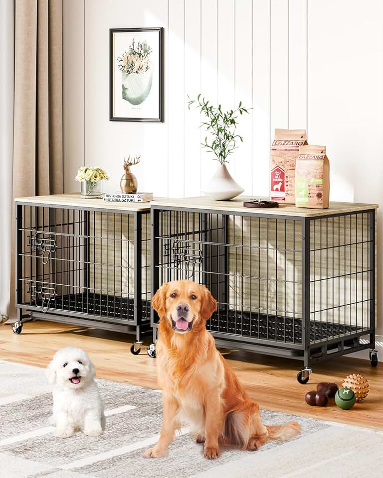 GAOMON 2024 New 38.6" Large Dog Crate Furniture, Heavy-Duty Wooden Dog ...