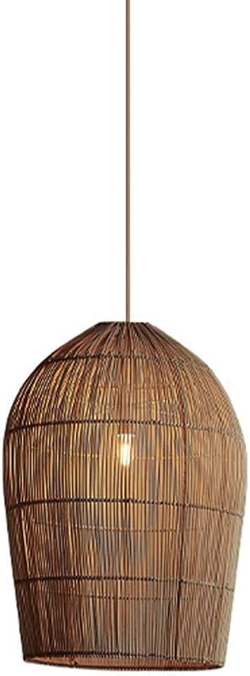 Hand-Woven Rattan Pendant Light, 1-Light Bohemian Rattan Hanging ...