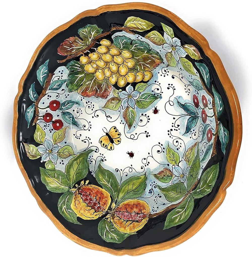 Italian Ceramic Art Pottery Big Bowl- Centerpiece For Fruit,Salad ...