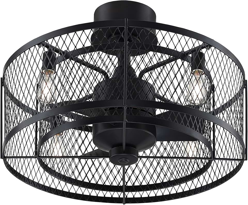 Fanimation Studio Collection LP8350BLAZ Vintere Caged Ceiling Fan with ...
