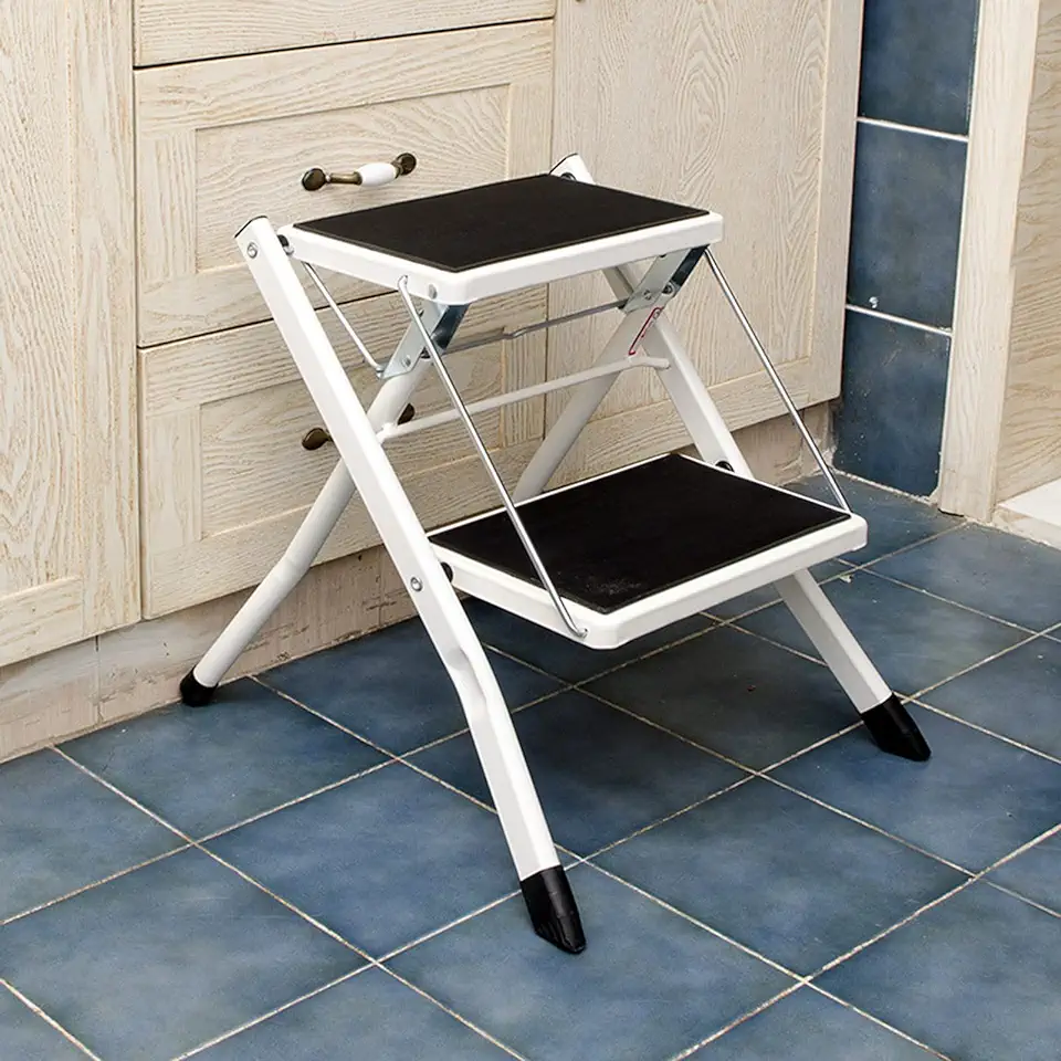 Folding Stool 2 Story Wrought Iron Step Stool, Portable Folding Stool ...