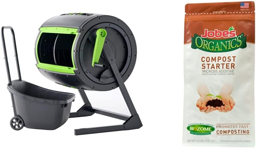 Maze 65 Gallon Dual Chamber Compost Tumbler with Large Double Door and ...