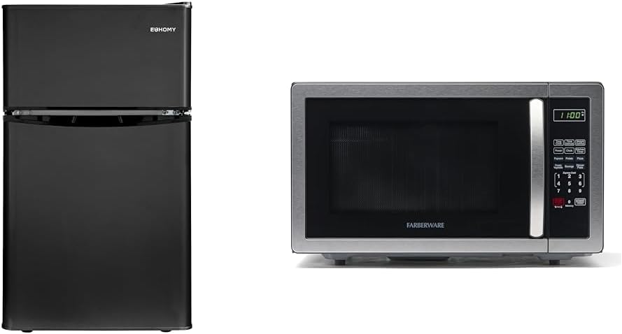 EUHOMY Mini Fridge with Freezer, 3.2 Cu.Ft Compact Refrigerator with ...