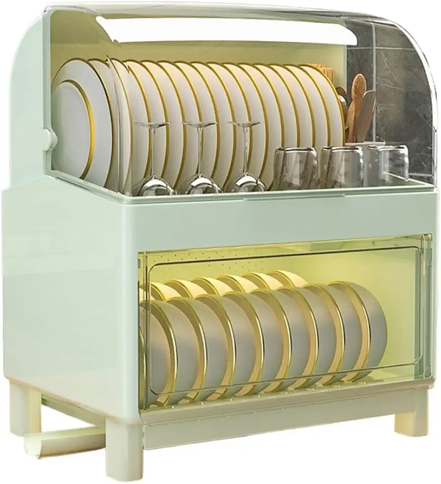 Bowl and Chopstick Storage Box Dish Storage Rack with lid Double-Layer ...