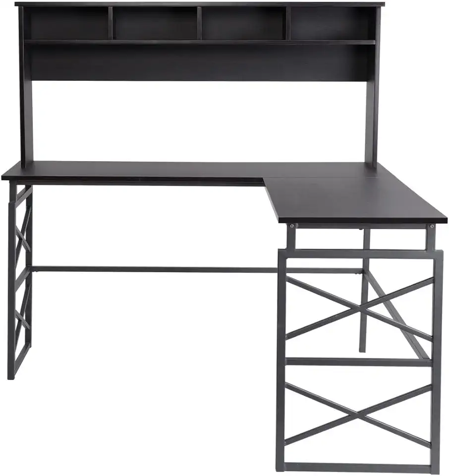 Legacy Home Hoboken L-Shaped Desk with Hutch, Corner Desk, Computer ...