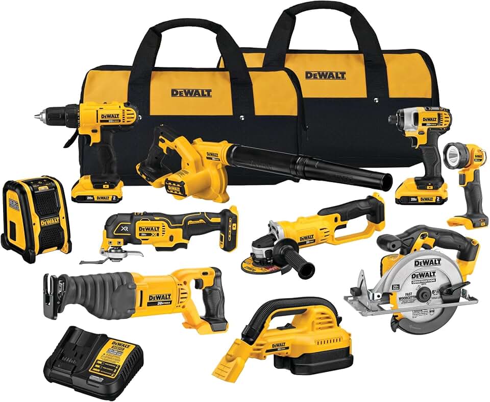 DEWALT 20V MAX Power Tool Combo Kit, 10-Tool Cordless Power Tool Set ...