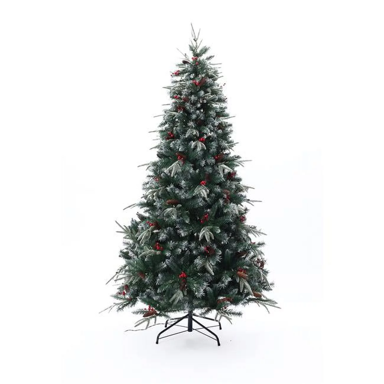 LuxenHome 7Ft Pre-Lit LED Artificial Full Pine Christmas Tree with Pine ...