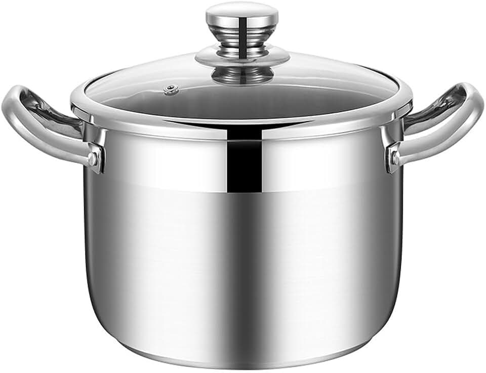 Stainless Steel Stock Pot Soup Sauce Pan Cooking Pots Lids Cover Daily ...