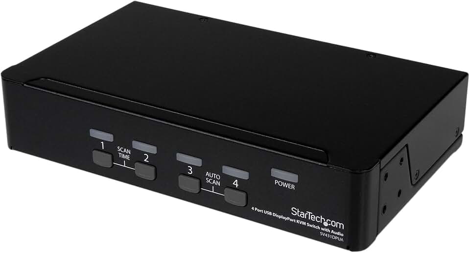 StarTech.com 4 Port DisplayPort KVM Switch w/ Audio - USB, Keyboard, Video, Mouse, Computer ...