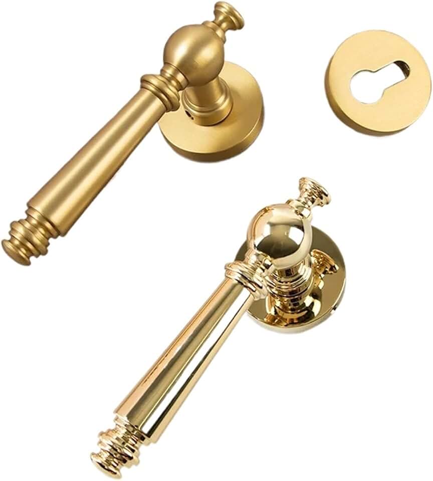 Pure Copper Door Locks Solid Brass Handle Lock Bright Gold Bronze 4keys ...