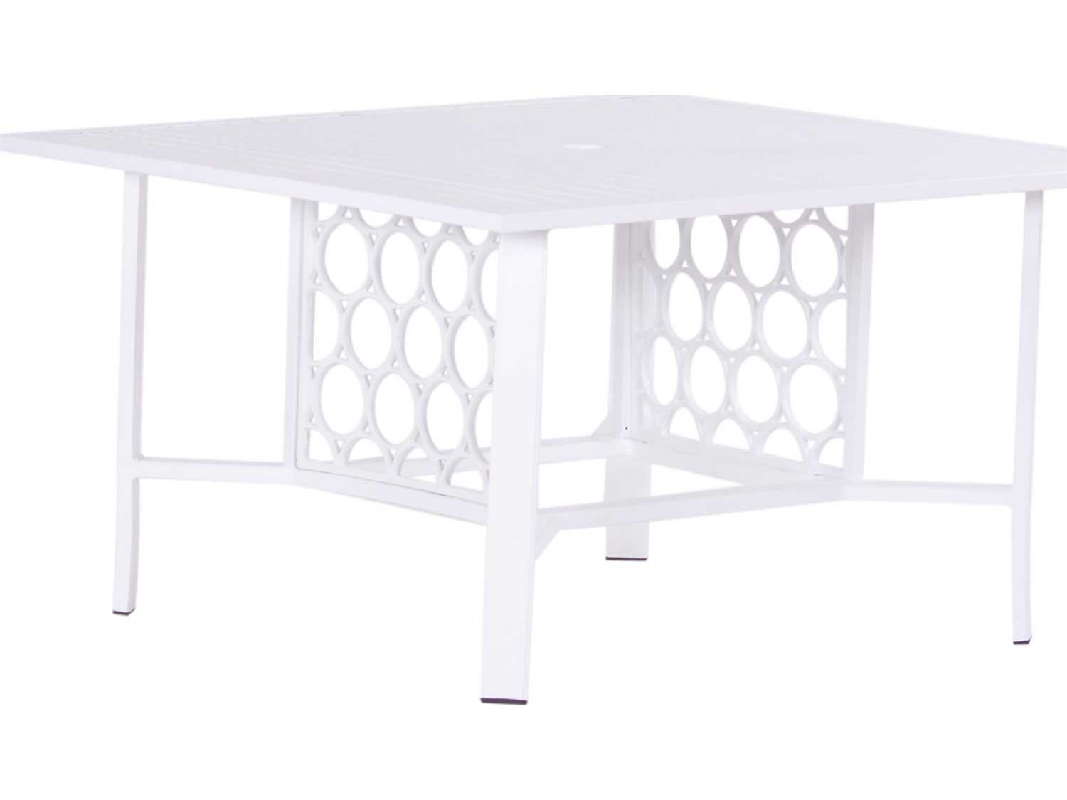 Parkview Cast Aluminum 48'' Square Dining Table with Umbrella Hole ...