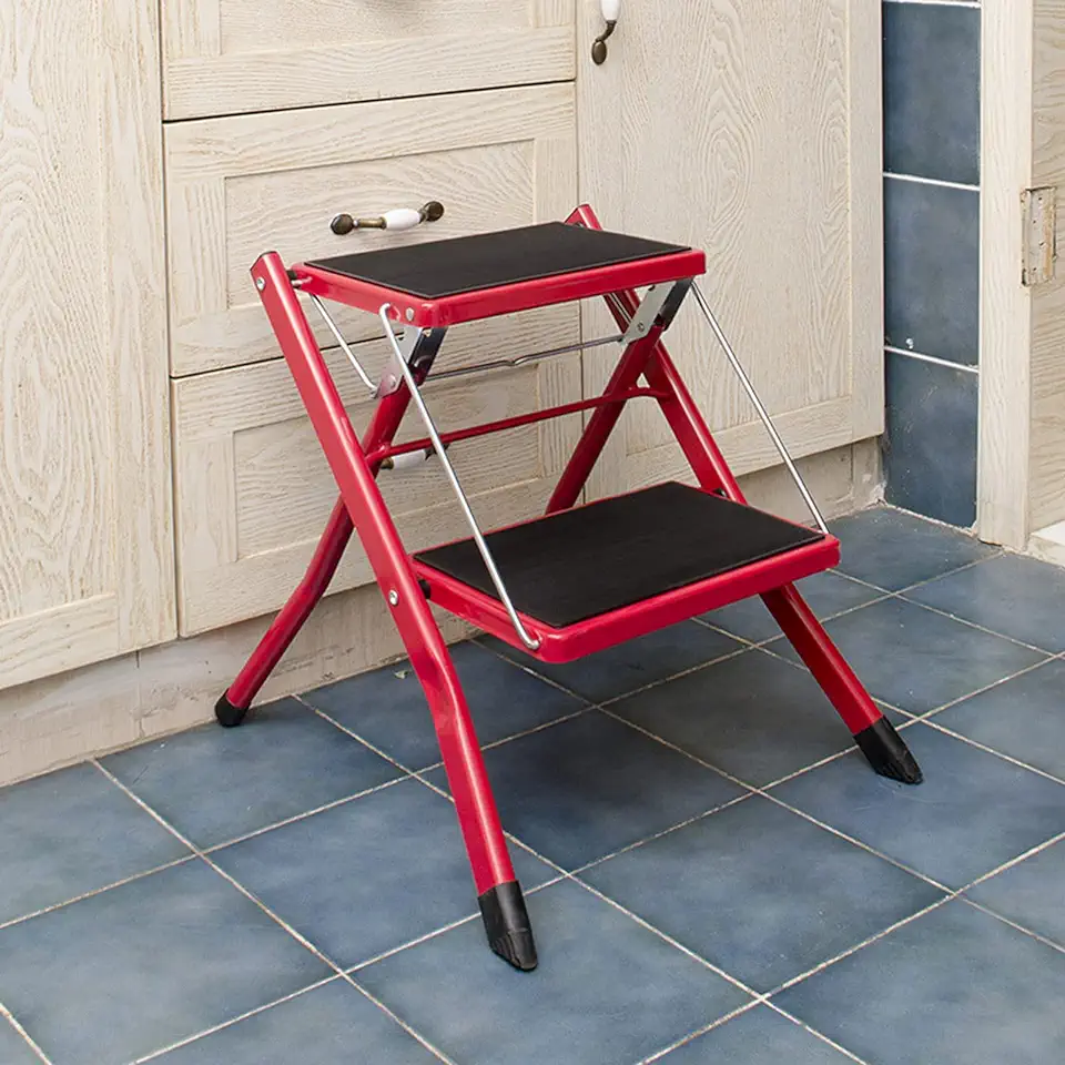 Indoor Climbing Stool,Folding Stool 2 Story Wrought Iron Step Stool ...