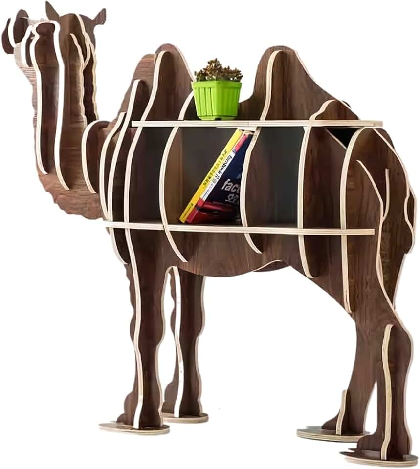 Camel-Shaped Wooden Bookcase: Eco-Friendly Storage for Books, CDs, and ...
