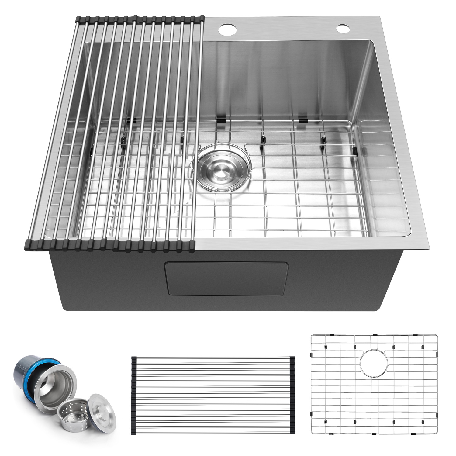 Vesteel Stainless Steel Kitchen Sink, 25 x 22 Single Bowl Drop in ...
