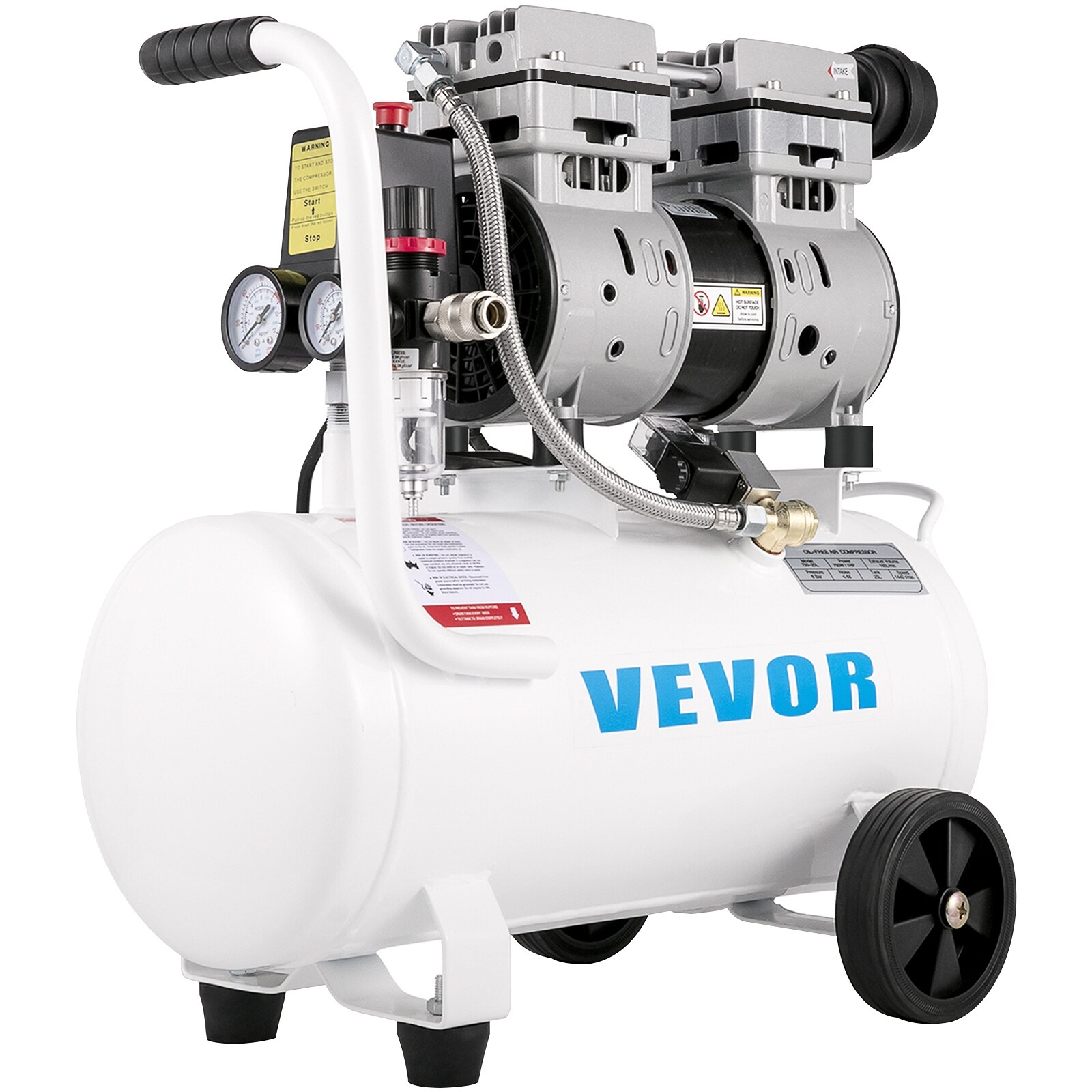 VEVOR Air Compressor 6.6 Gallon 1HP Portable Oil Free Air Compressor ...