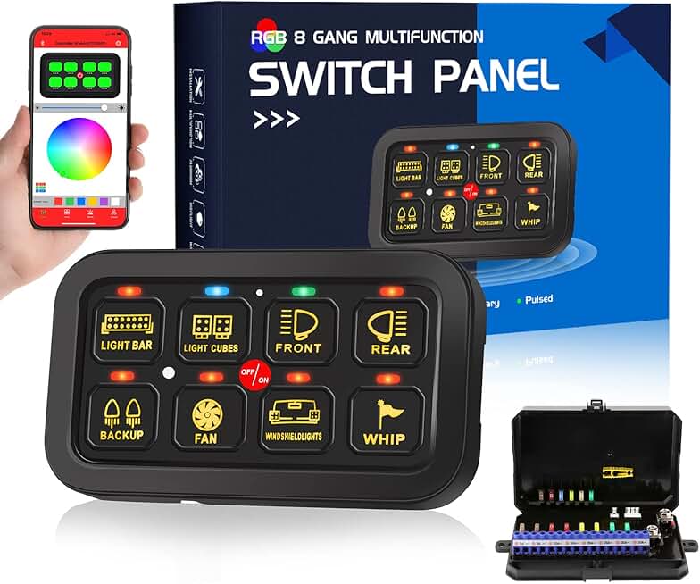 ALAVENTE RGB 8 Gang Swith Panel for Truck Toggle Momentary Pulsed ...