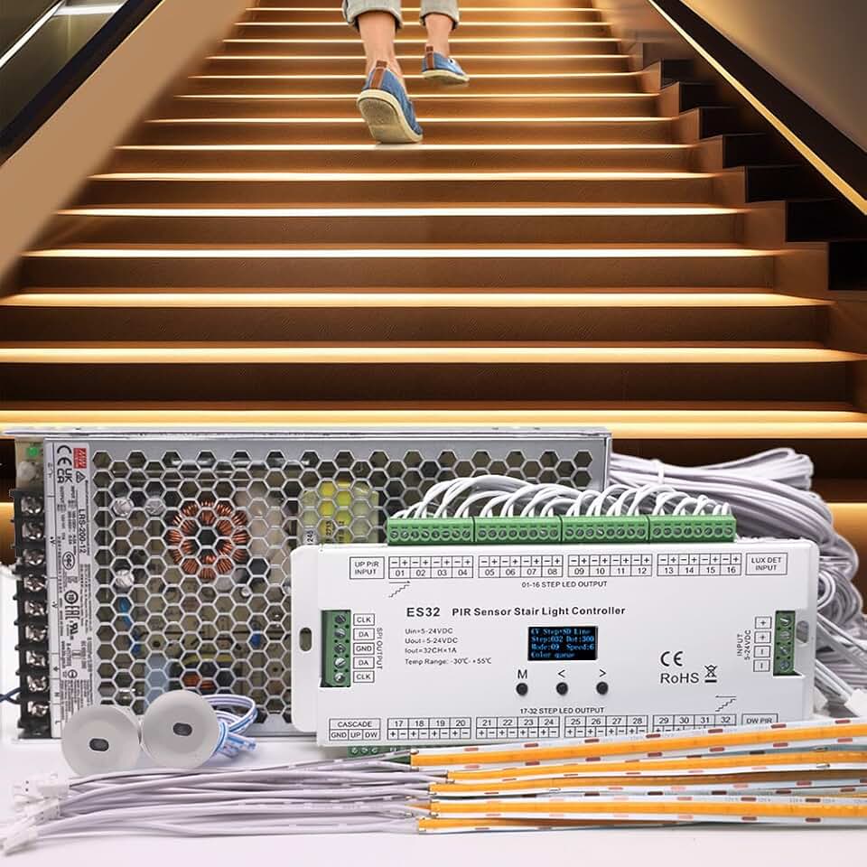 ES32 Motion Sensor Step Lights Indoor 3000K Warm White Linear COB LED ...