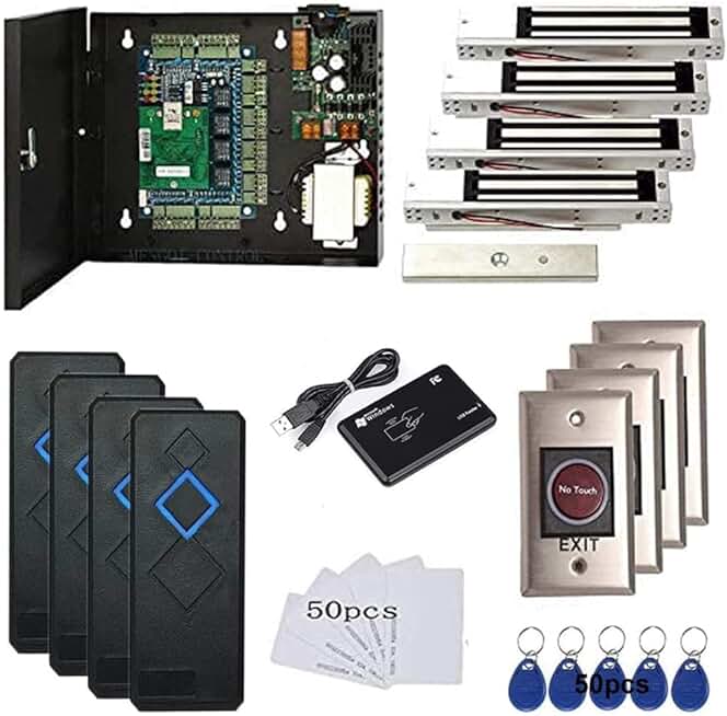 4 Door Access Control System with 600lbs Magnetic Lock Access Control ...