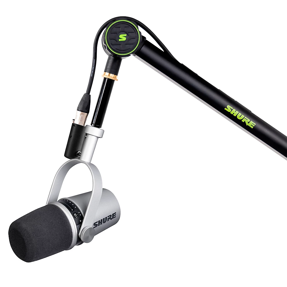 Shure Shure Deluxe Articulating Desktop Mic Boom Stand with Silver MV7 ...