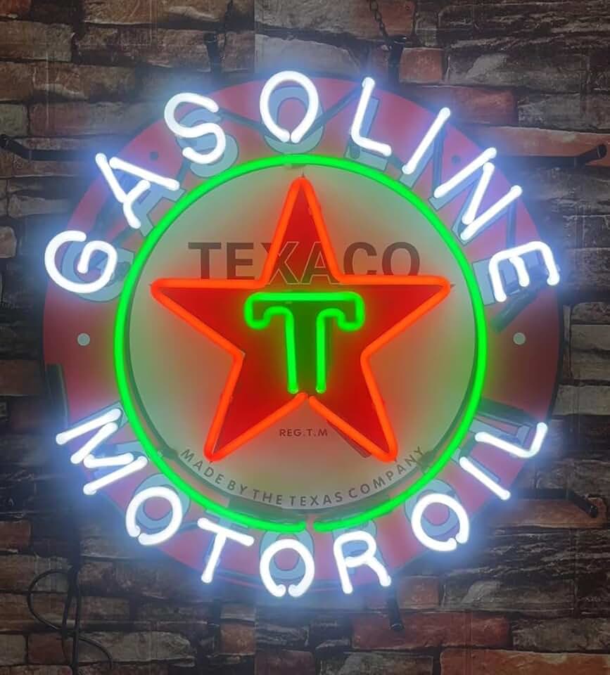 Neon Signs for Wall Decor Texaco Motor Oil Red White Green Sign ...