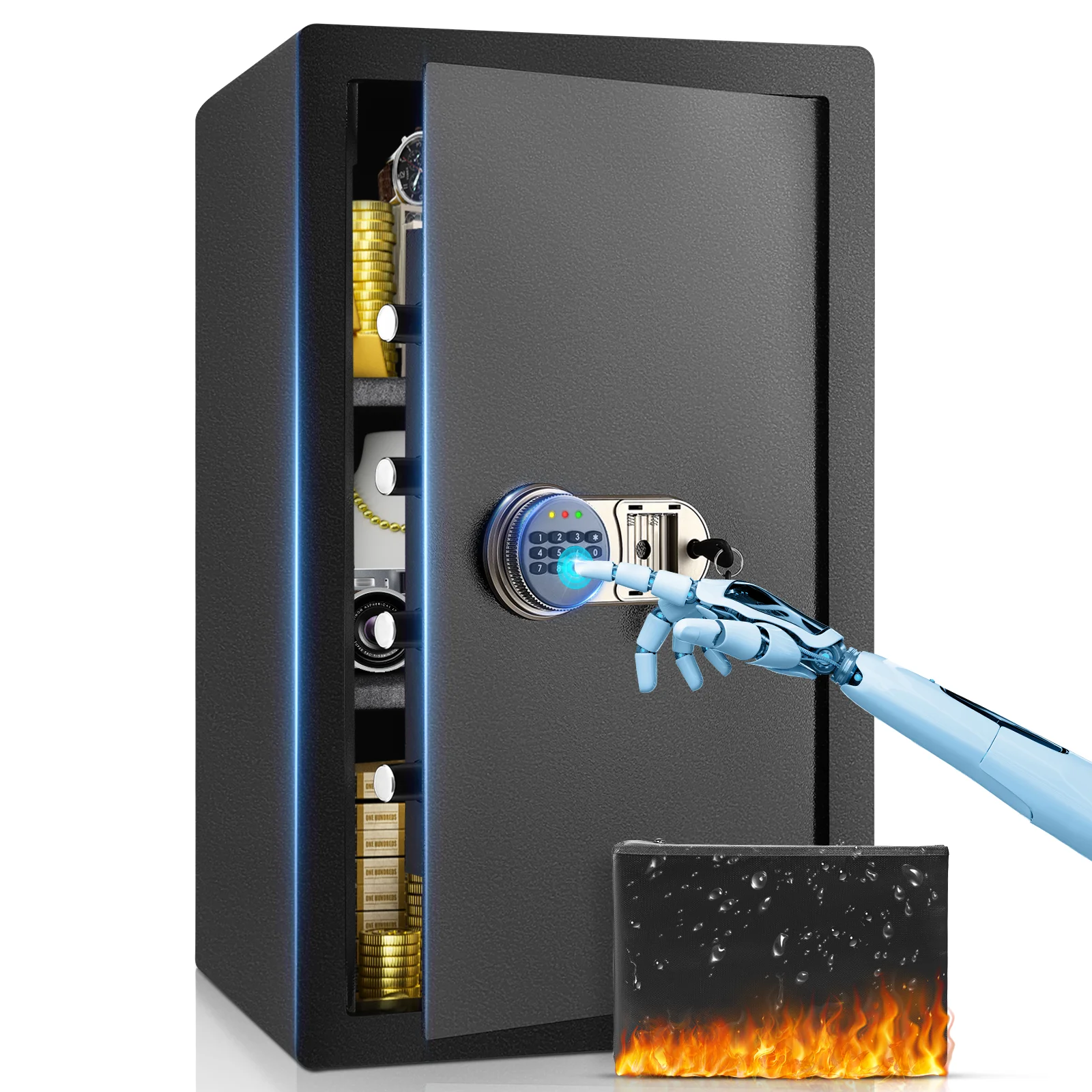 Bigfeliz Large Double Door Security Safe Box,4.0 Cu.ft. Fire and Water ...