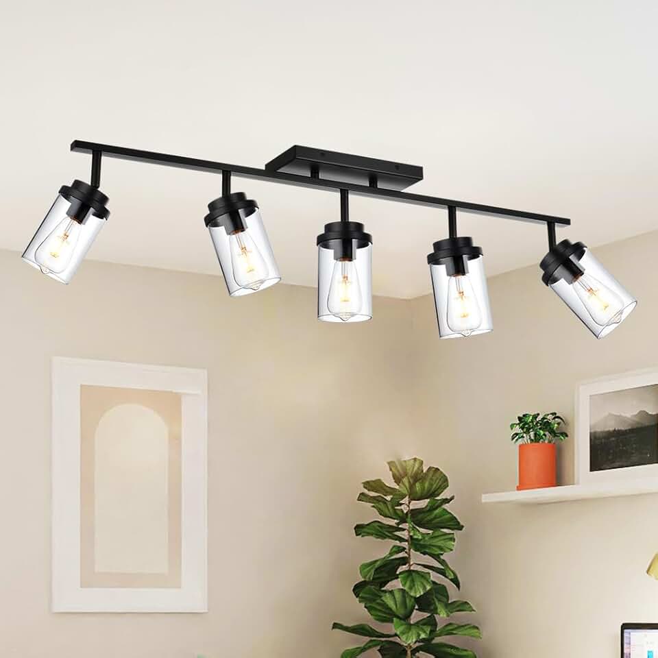 Lighting Track Lighting Fixture Ceiling 5 Light Black Wall Vanity ...