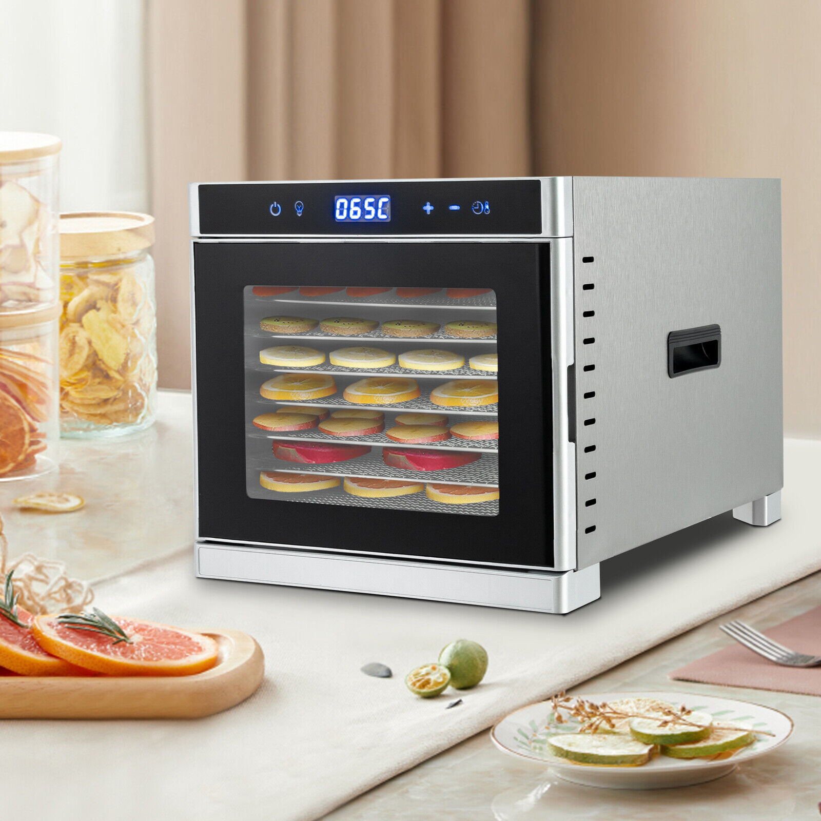 700W Tabletop Food Dryer Food Dehydrator LED Display Fruit Meat Dryer 8 ...