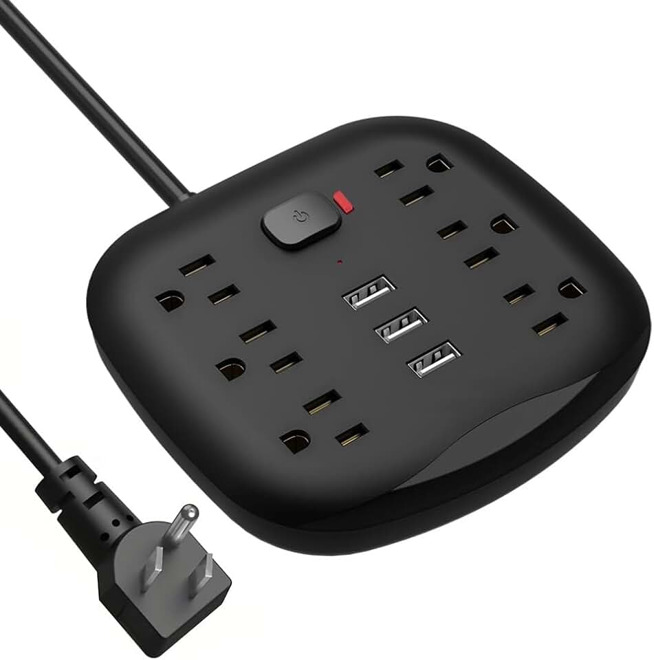 Power Board Surge Protector 6 Sockets 3 with Switch Control and Flat ...