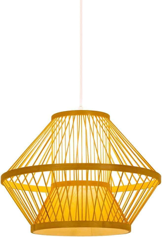 Boho Rattan Pendant Light, Bohemian Hand-Woven Bamboo Chandelier Wicker ...
