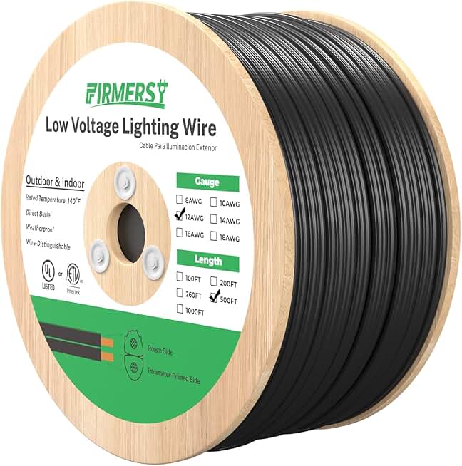 FIRMERST 12/2 Low Voltage Landscape Wire Outdoor Lighting Cable 500 ...