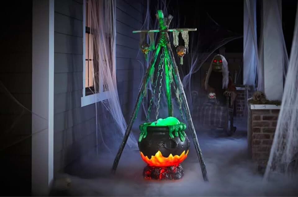 5 Ft Bubbling Cauldron With Led Fire Halloween Animatronic