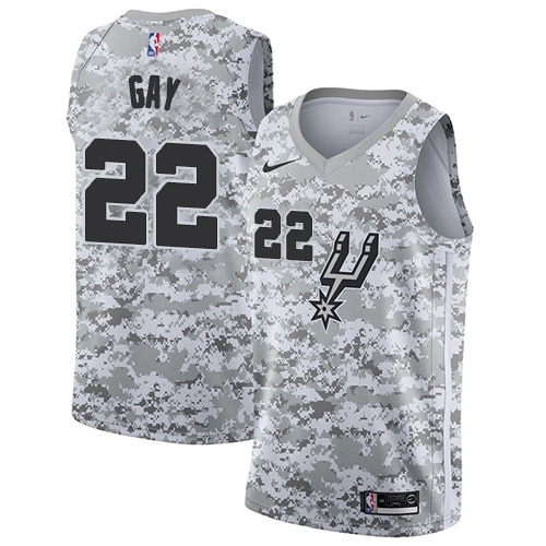 Nike San Antonio Spurs #22 Rudy Gay White Camo NBA Swingman Earned ...