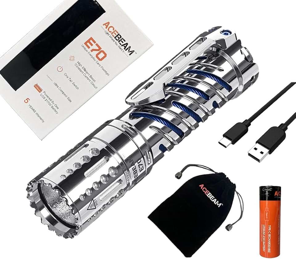 ACEBEAM Combo E70 SS Stainless Steel LED Flashlight -4000 Lumens -up to ...