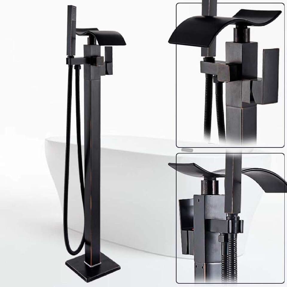 Black Bronze Free Standing Bathtub Mixer Faucet Single Handle Brass ...