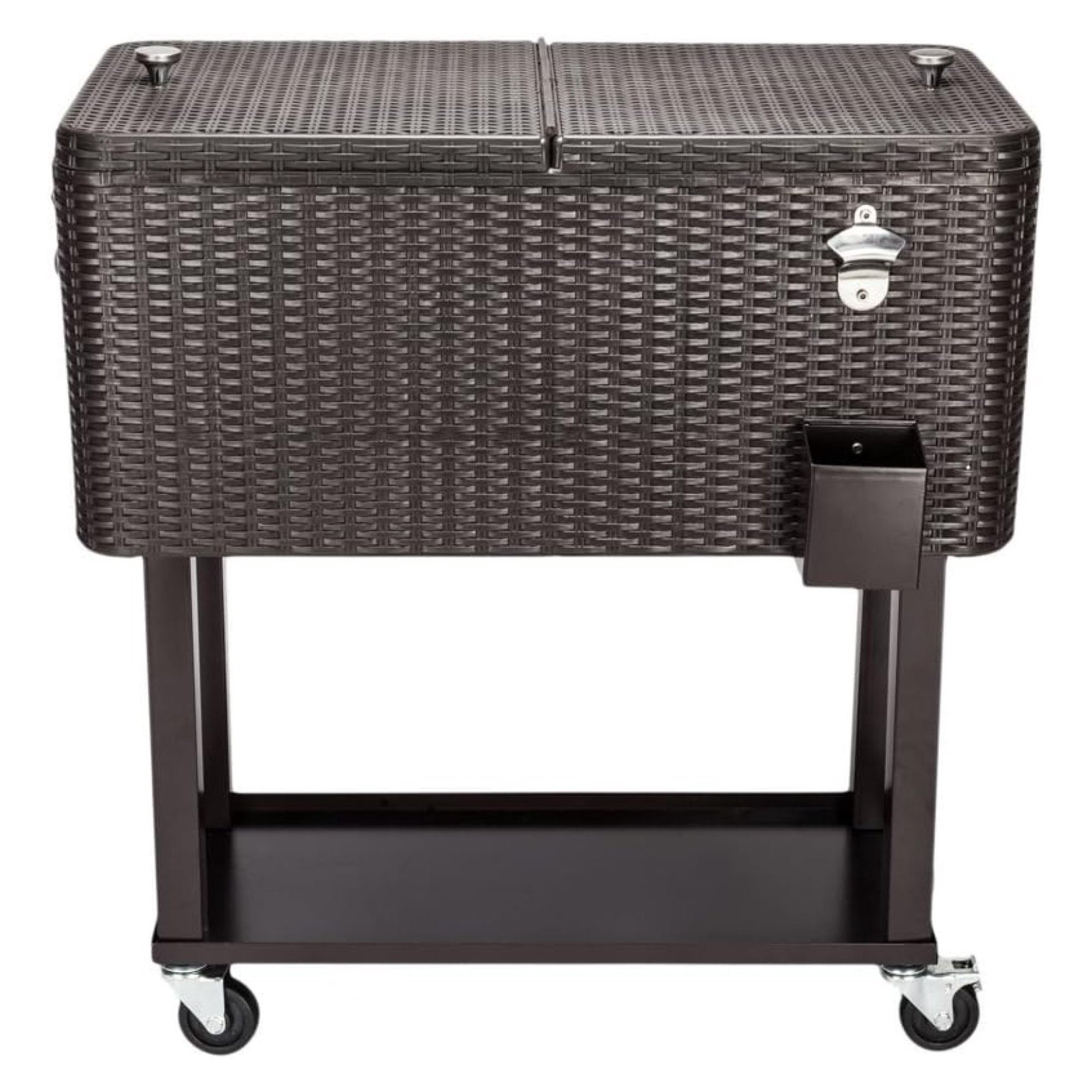 80 Quart Rolling Ice Chest on Wheels, Portable Party Bar Cold Drink ...