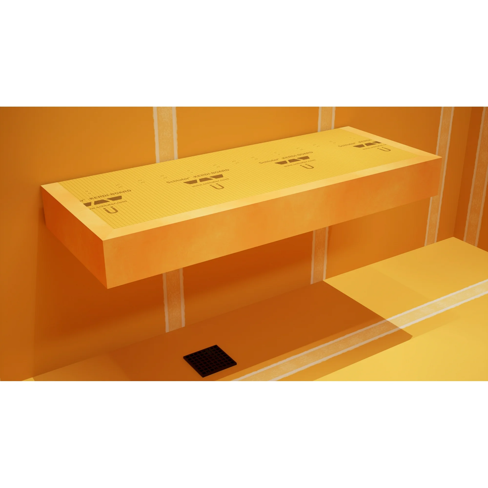 Floating Shower Bench Kit with Orange XPS Foam Board - Original Shower ...