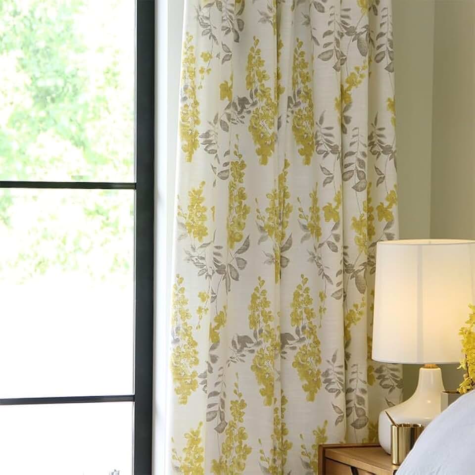 Floral Farmhouse Curtains Semi-Blackout Living Room Drapes Inch Length ...