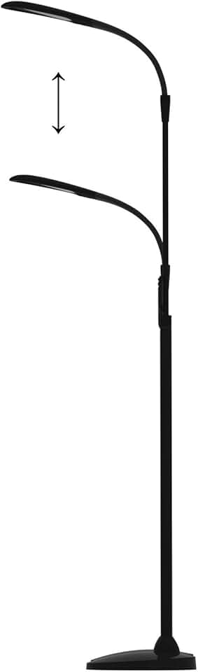 Stella Sky Two Premium 10W LED Task Light Floor Lamp - Black - Adjustable Dimmable Low Vision ...