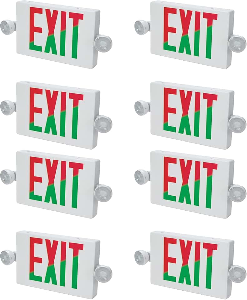 All-Pro APCH7RG Combination LED Exit Sign and Emergency Light with ...