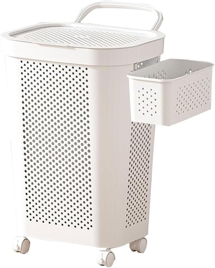 Laundry Hamper with Wheels, Floor-Standing Hand-Held Laundry Basket ...