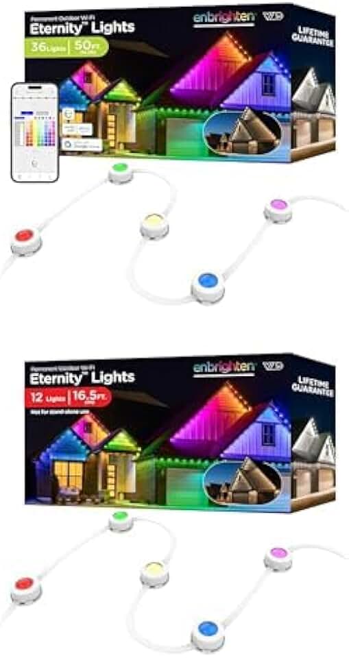 Bundle of Enbrighten Eternity Permanent Outdoor Lights, 50ft with 36 ...