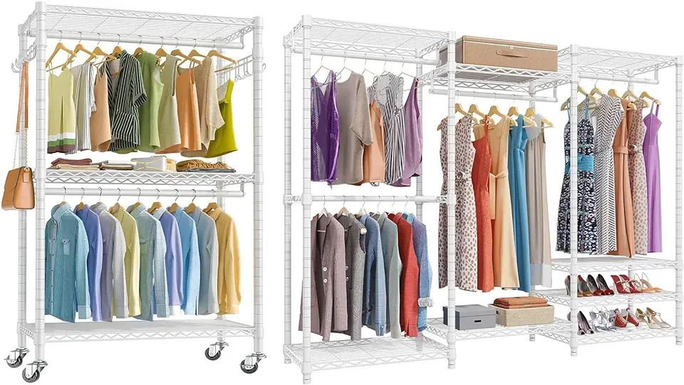 VIPEK V12 & V5 White Garment Rack Bundle, Rolling Clothing Rack and ...