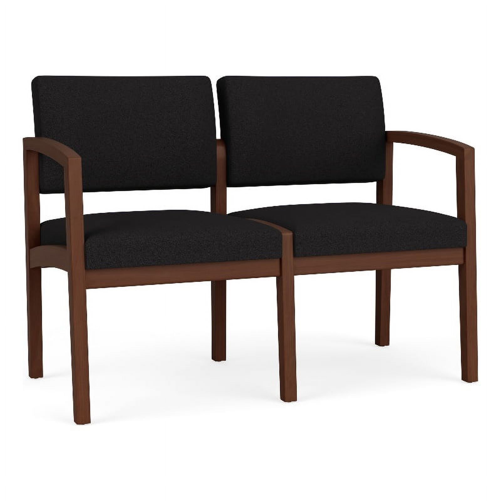 Lesro Lenox Wood 2-Seat Fabric Reception Tandem Seating in Walnut/Black ...