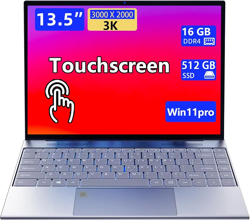 Windows 11 touch screen Laptop, 13.5 Inch Intel N95 2.9 GHz Quad Core 16GB RAM 512GB SSD, 3K ...