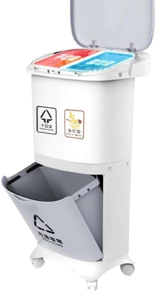 Trashcan 3 Layer Classification Trash Can Kitchen Plastic Dustbin Wet and Dry Push Button ...